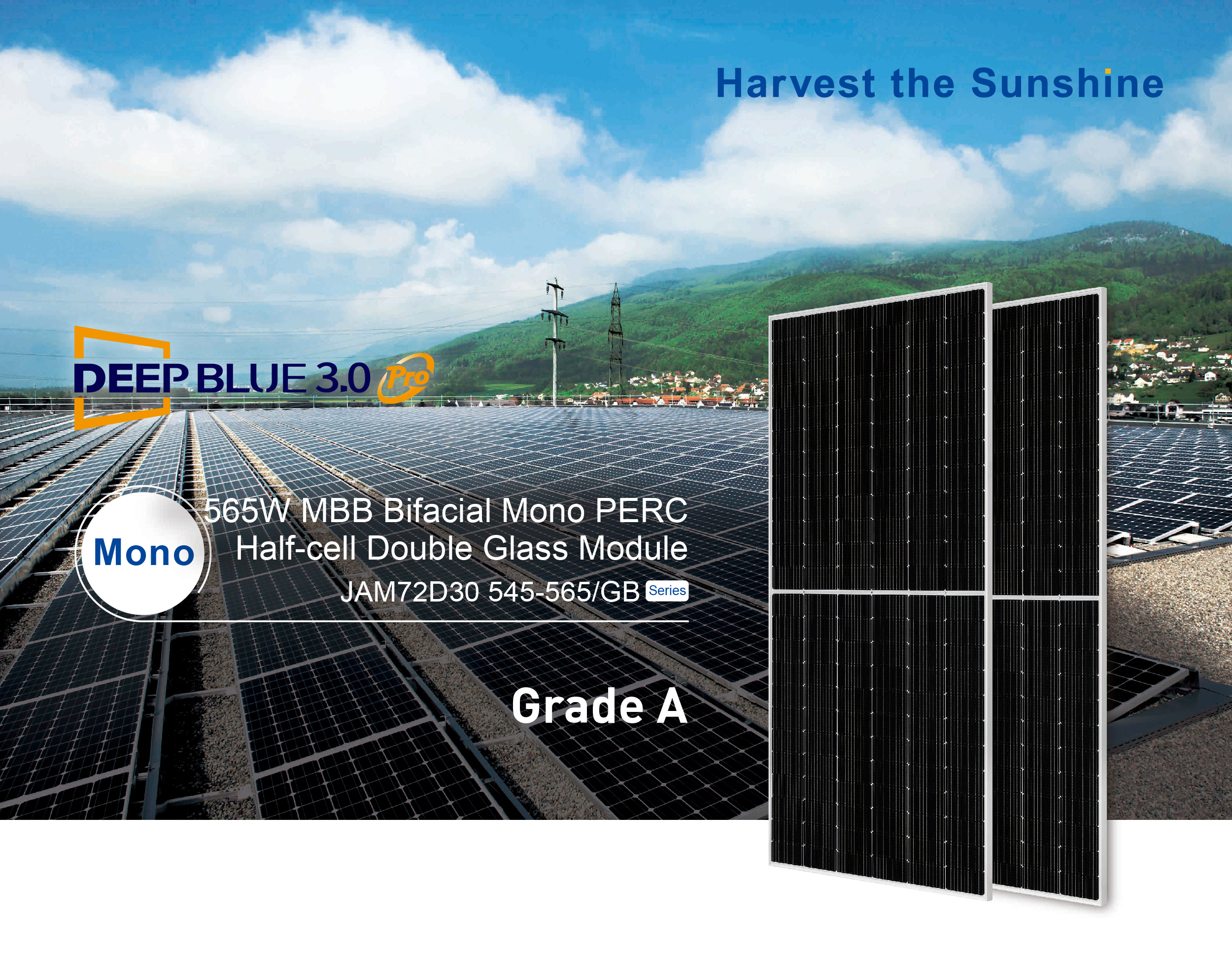 JA Solar Bifacial Solar Panel 530W 535W 540W 545W 550W Double Glass ...